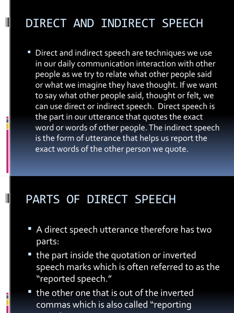 Direct and Indirect Speech Lecture Notes | PDF