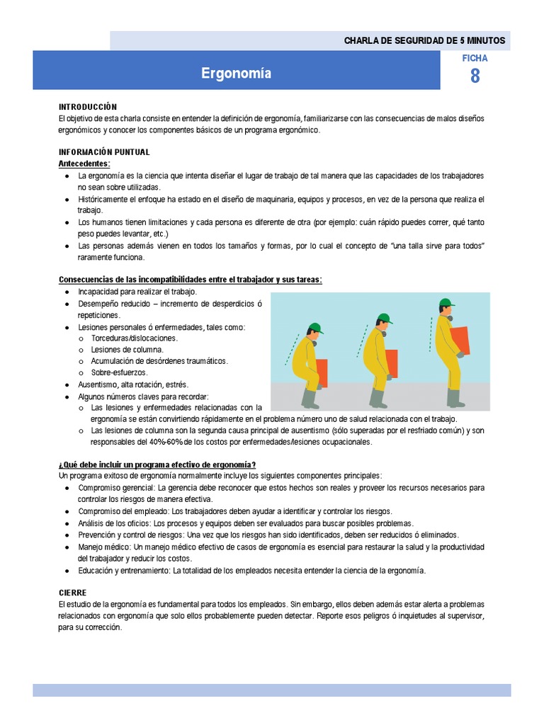 Charla de Ergonomía en 5 Minutos | PDF | Factores humanos y ergonomía