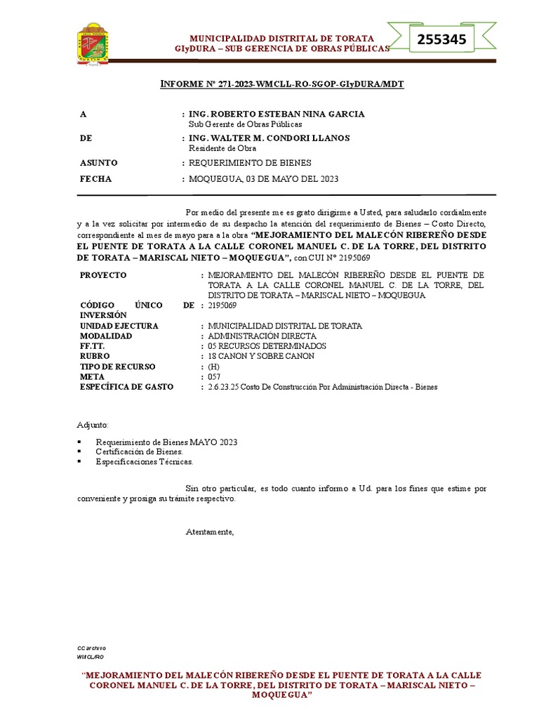 271 Informe Requerimiento de EPPS_0057 | PDF