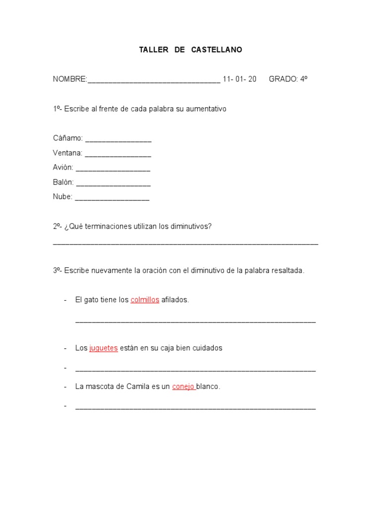TALLER DE CASTELLANO grado 4º (2) | PDF | Lingüística