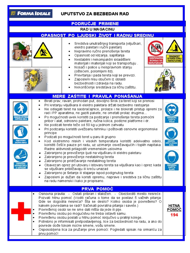 Uputstvo Za Bezbedan Rad U Magacinu | PDF