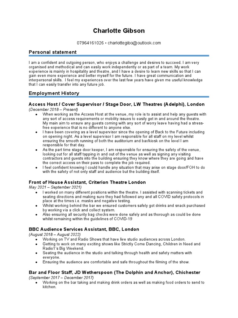 CV Charlotte Gibson | PDF