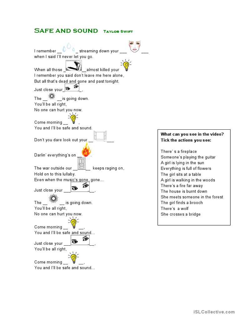 Safe and Sound Lyrics & Video Scenes | PDF