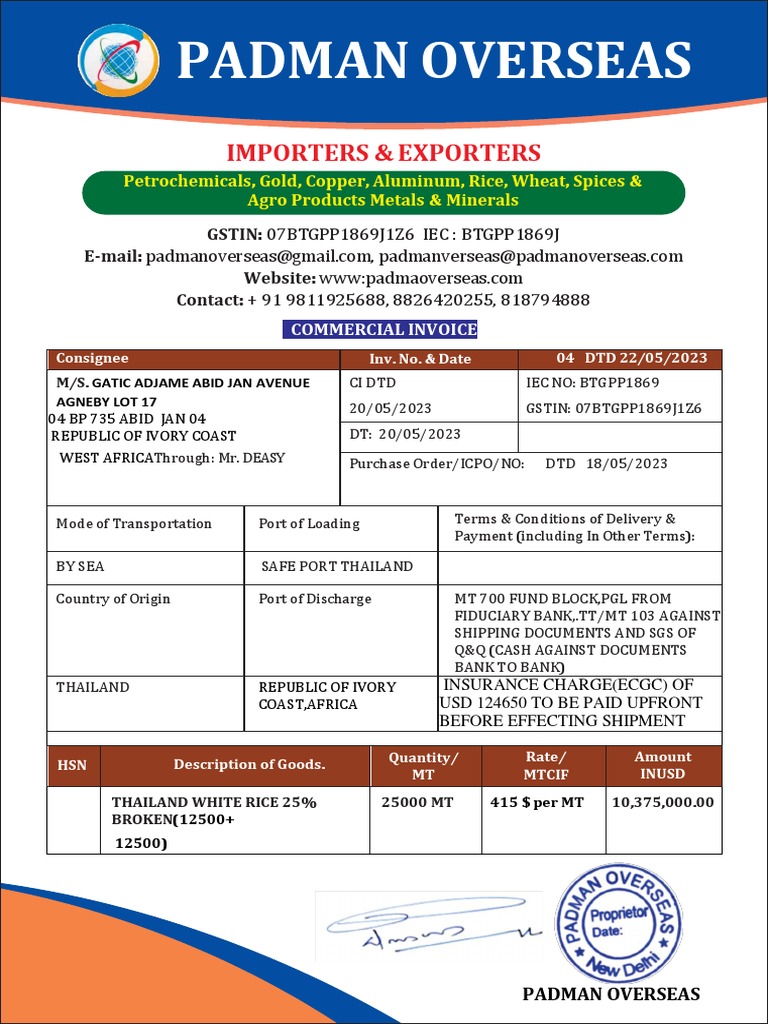 Ci Thai Rice | PDF | Invoice | Economies