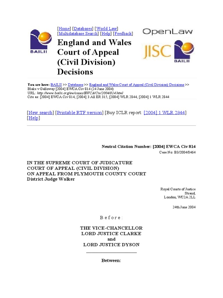 Blake V Galloway | PDF