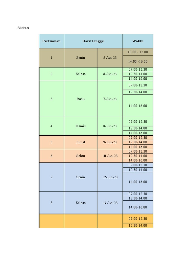 Skedul Pelatihan | PDF