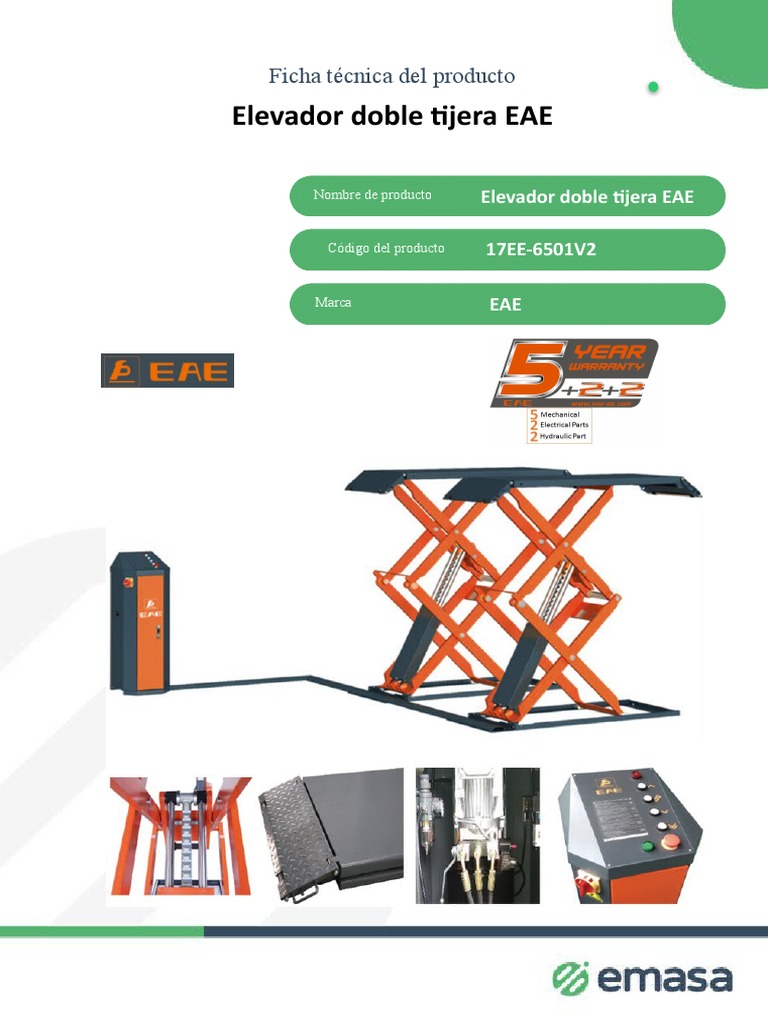 Elevador Doble Tijera EAE: Ficha Técnica Del Producto | PDF