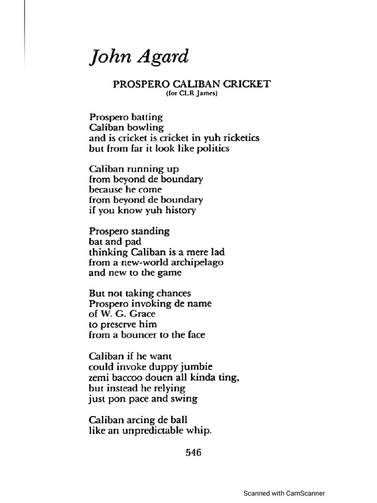 Prospero Caliban Cricket - Poem | PDF