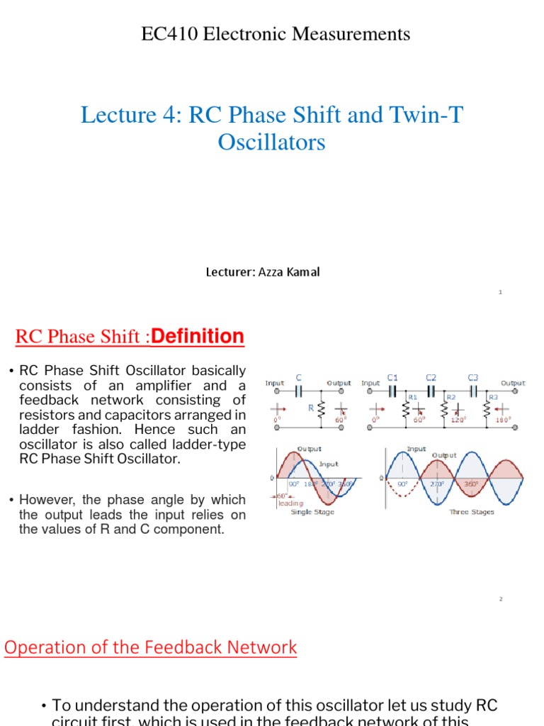 Lecture 4 - 5 - RC - Phase Shift Oscillator Twin T | PDF