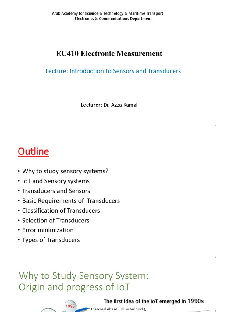Lecture 8 Introduction To Sensors Pdf Internet Of Things Wireless Sensor Network