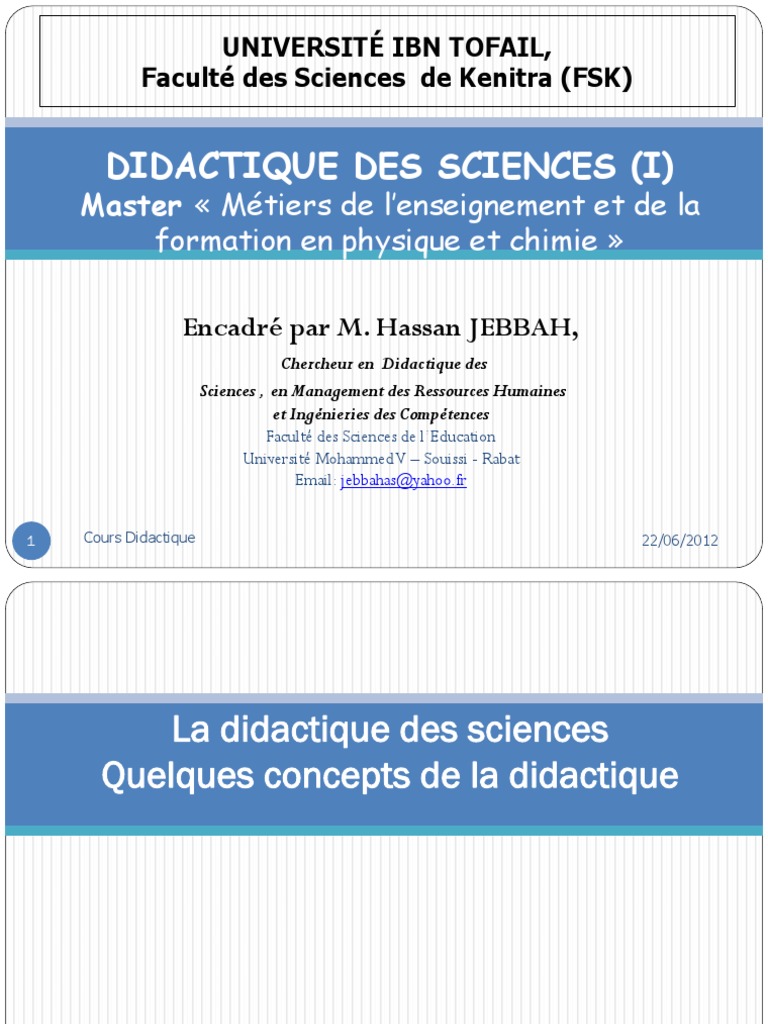 Cours Didactique FUE Kenitra 2 | PDF