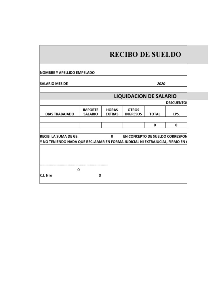 Recibo de Sueldo Detallado 2020 | PDF