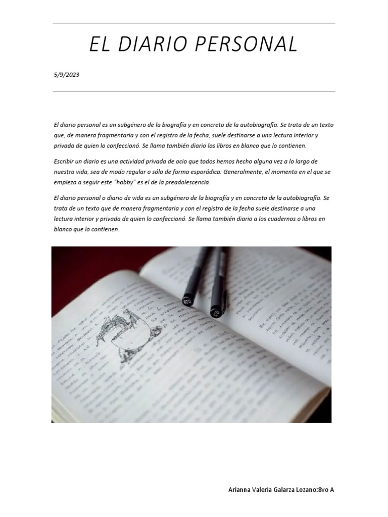 El Diario Personal Es Un Subgénero de La Biografía y en Concreto de La ...
