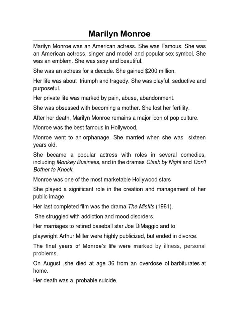 Marilyn Monroe Life | PDF