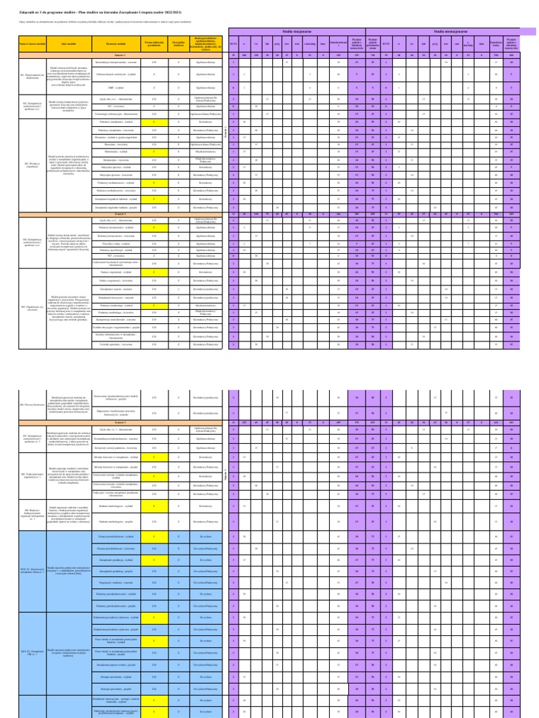 Zarzadzanie I St. 22.23 Plan Studiow 2 | PDF