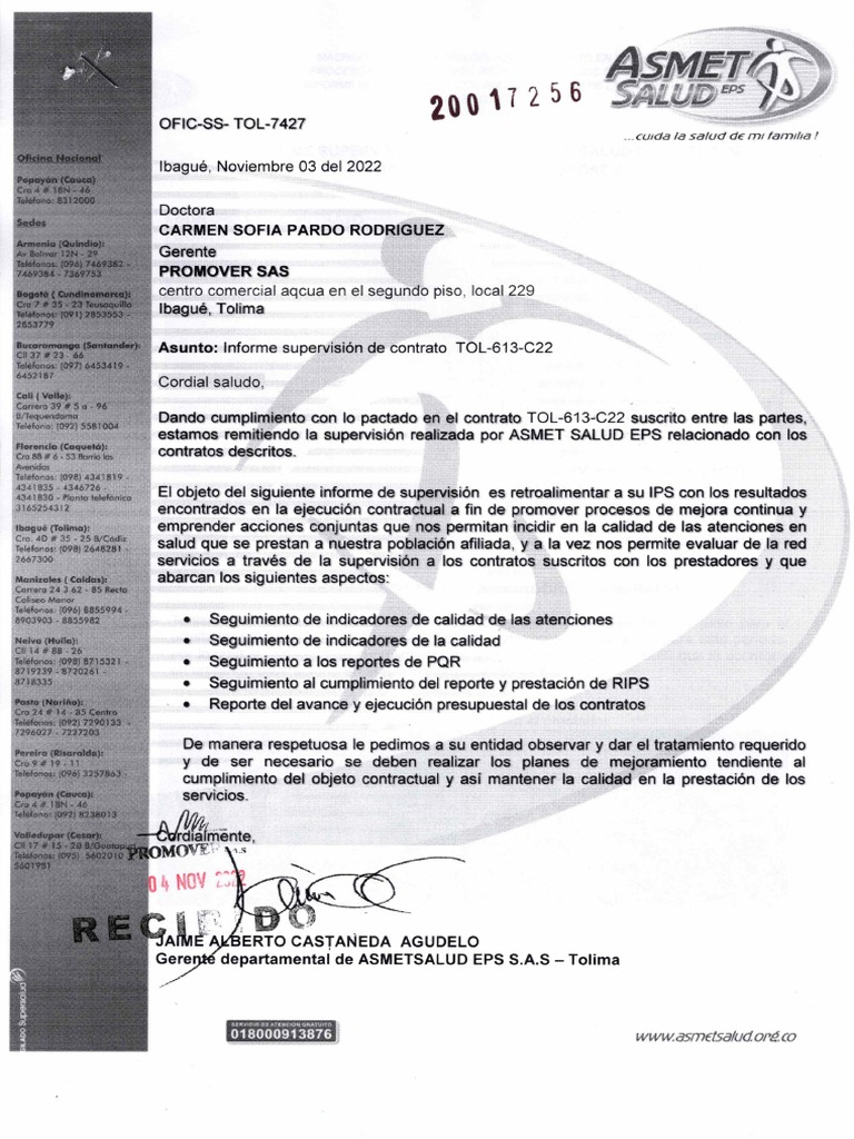 Documentos Enviados y Recibidos | PDF