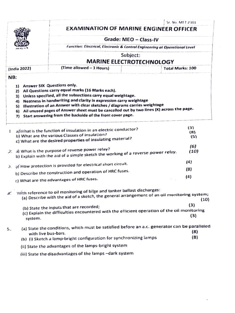 MEO Class IV Exam Overview and Guidelines | PDF | Inductor | Series And ...