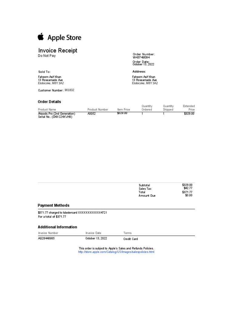 Reciept | PDF