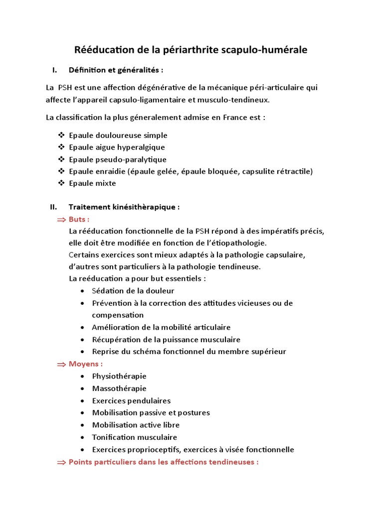 Rééducation de La Périarthrite Scapulo | PDF