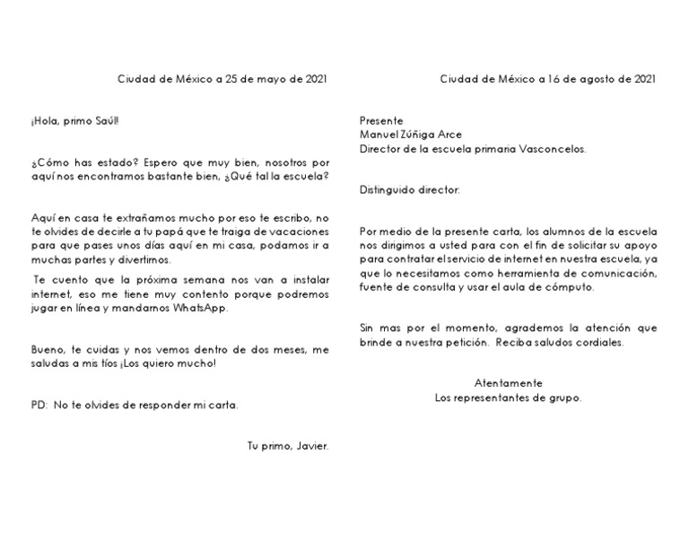 Carta Formal e Informal - 5° | PDF