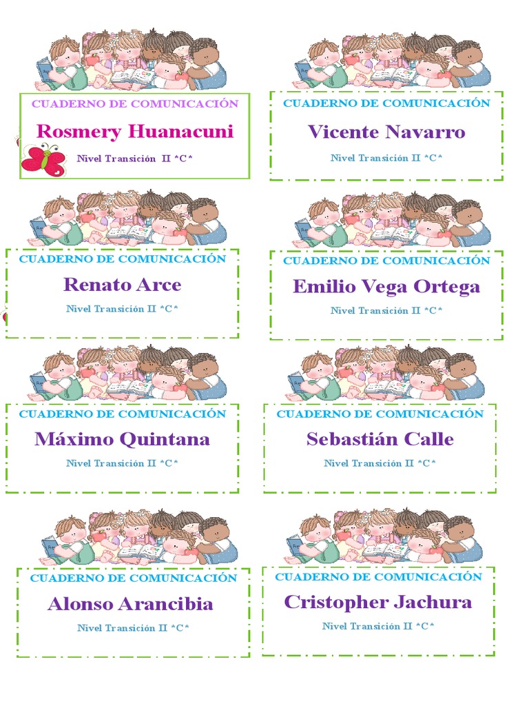 Tarjetas de Nombres para Alumnos | PDF