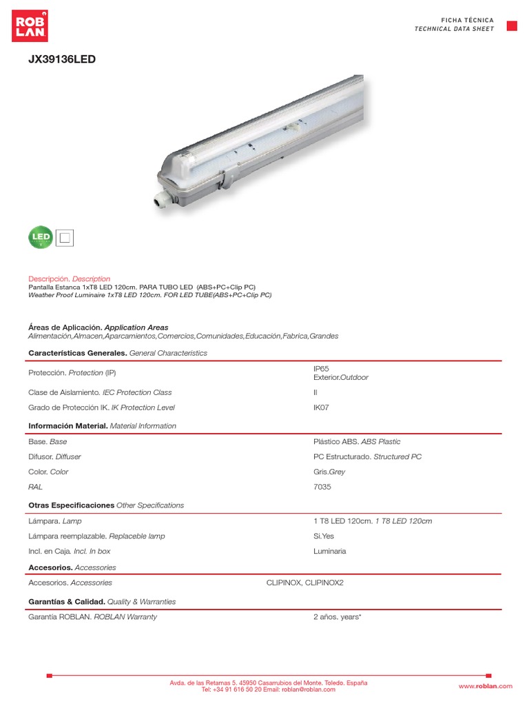 Equipo Led Roblan Ficha Tecnica | PDF | Diodo emisor de luz | Sector ...