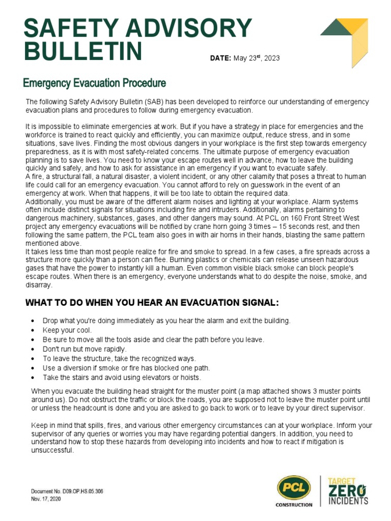 SAB - Emergency Evacuation Procedure | PDF