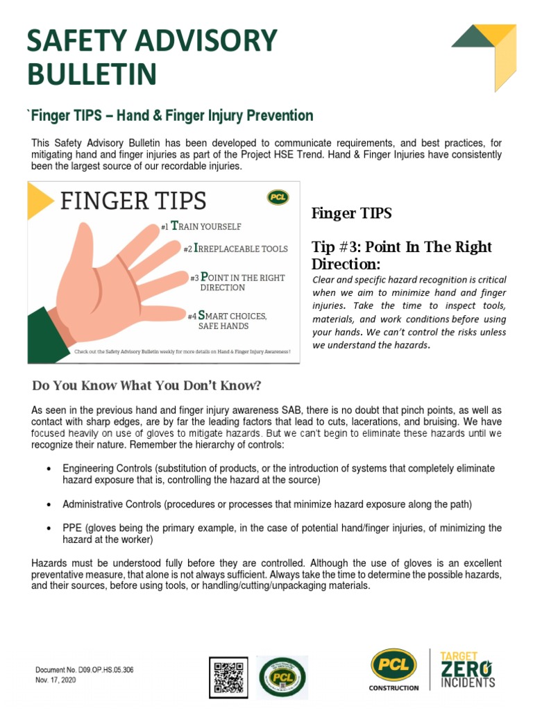 SAB - Hand and Finger Injury Prevention Campaign - TIP 3 | PDF | Tools ...