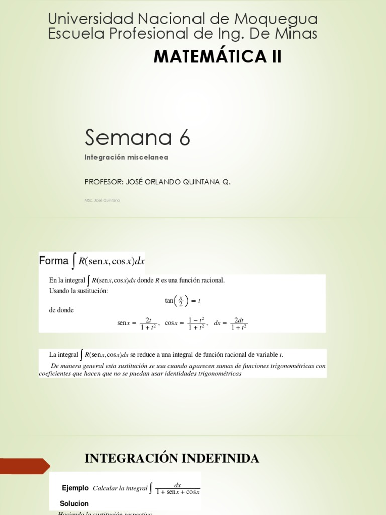 Semana 6 Miscelanea | PDF | Integral | Análisis matemático