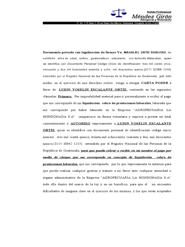 CARTA DE PODER | PDF