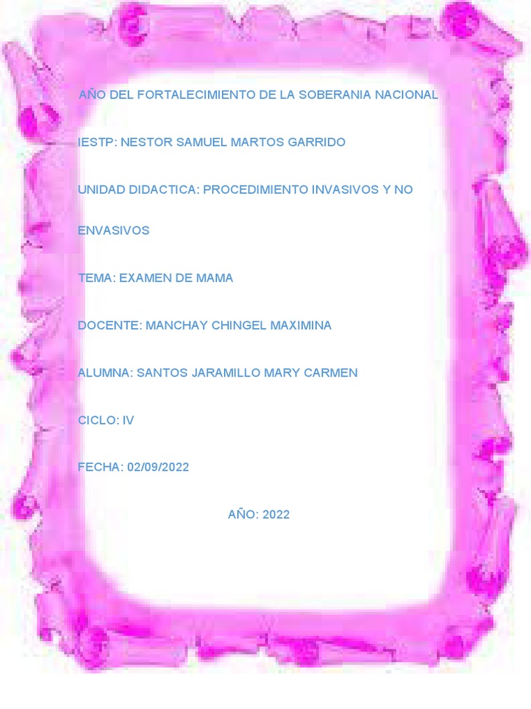 Examen de Mamas: Procedimientos y Recomendaciones | PDF | Pecho ...