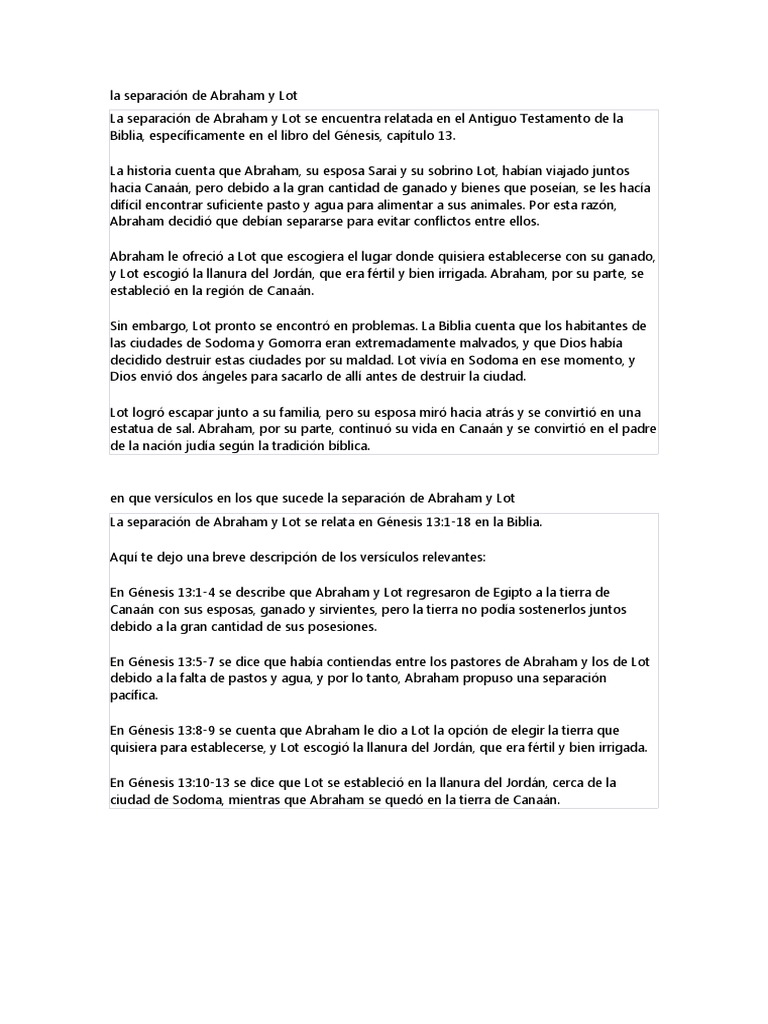La Separación de Abraham y Lot | PDF