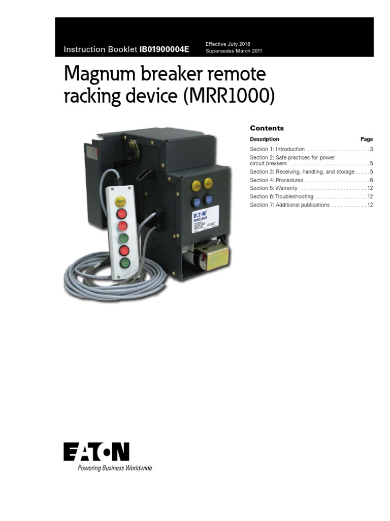 Magnum Ds Remote Racking Device Ib01900004e | PDF | Electric Arc ...