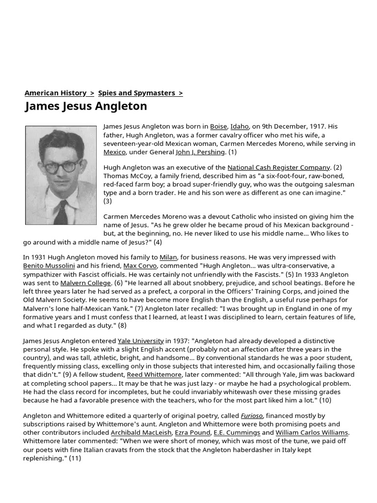 James Jesus Angleton | PDF | Espionage | National Security