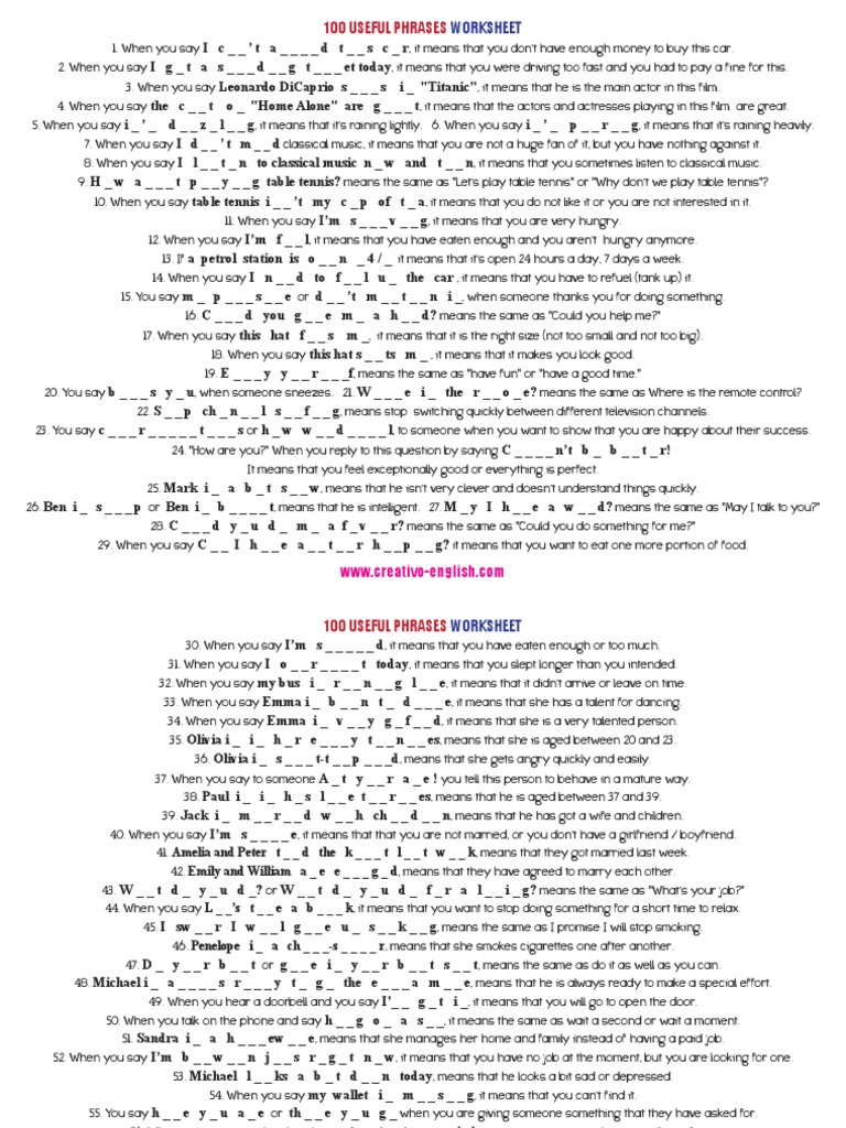 100 Useful Phrases | PDF | Language Arts & Discipline