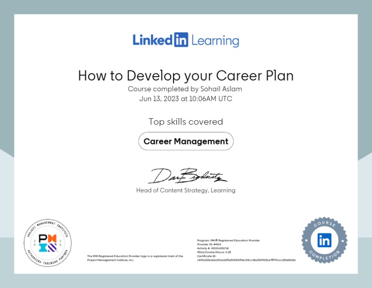 CertificateOfCompletion - How To Develop Your Career Plan | PDF