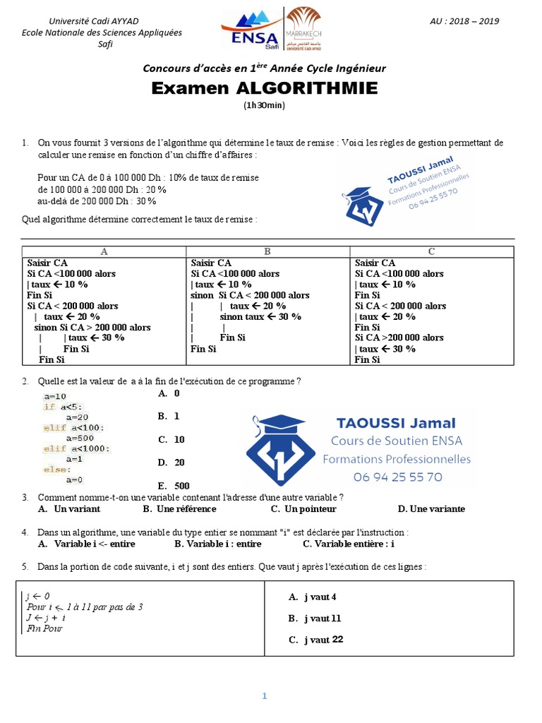 Epreuve Concours GINFO 2019 | PDF | Mathématiques | Génie logiciel
