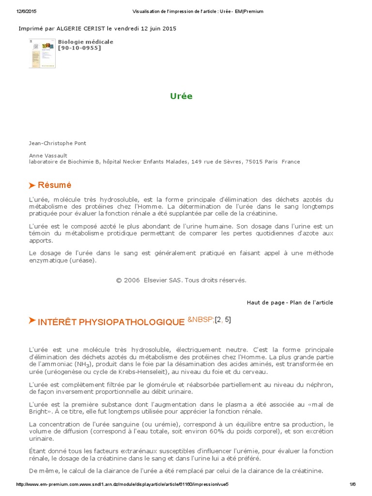Urée - EM - Premium | PDF