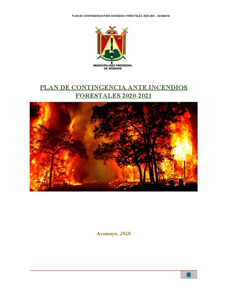 PLAN DE CONTINGENCIA Incendios-2020 ACOMAYO | PDF | Riesgo | Reducción de Desastres