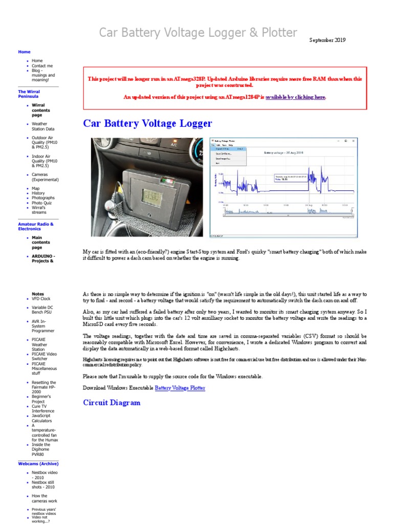 Arduino - Car Battery Voltage Logger | PDF | Business | Technology ...
