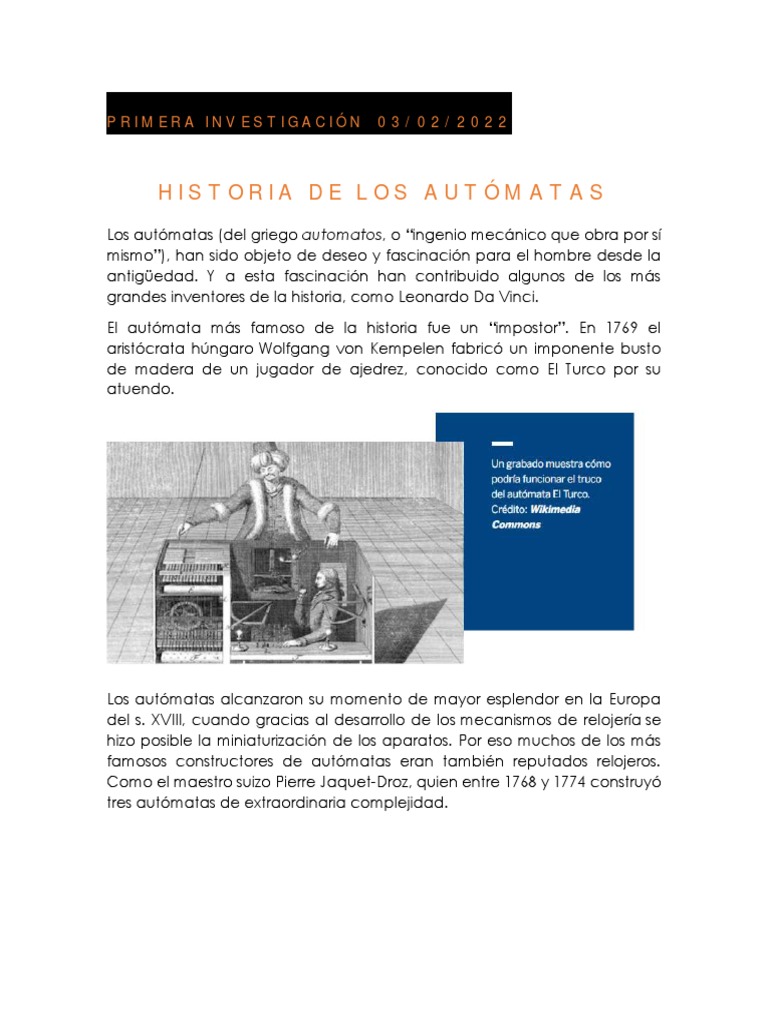 Historia de los autómatas | PDF