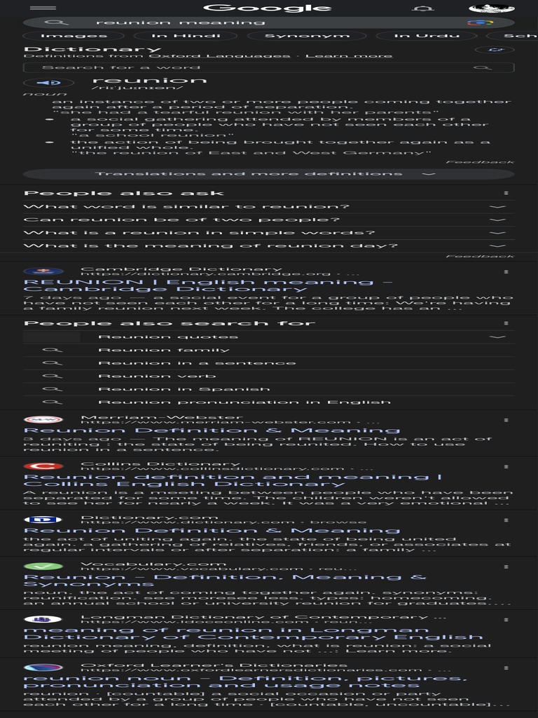 Understanding Reunion: Definition & Meaning | PDF | Dictionary ...