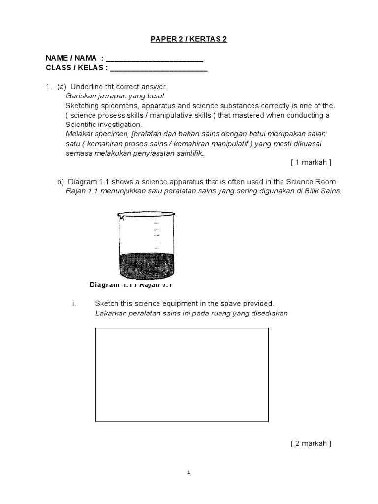 Science Year 4 Paper 2 | PDF