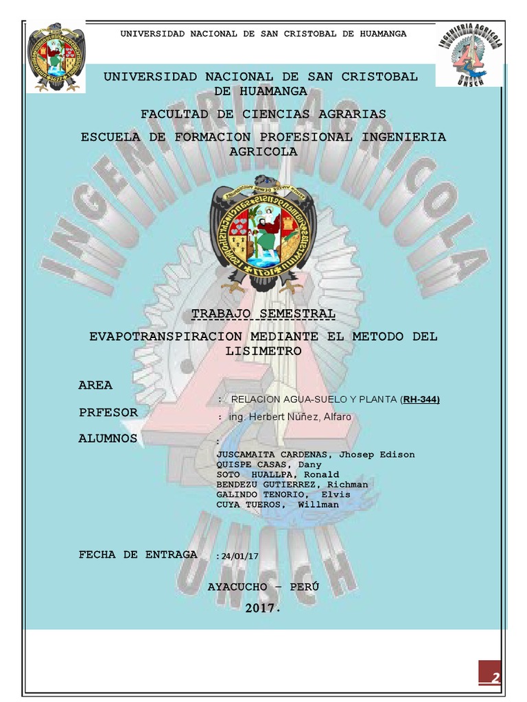 Evapotranspiracion Mediante El Metodo Del Lisimetro | PDF