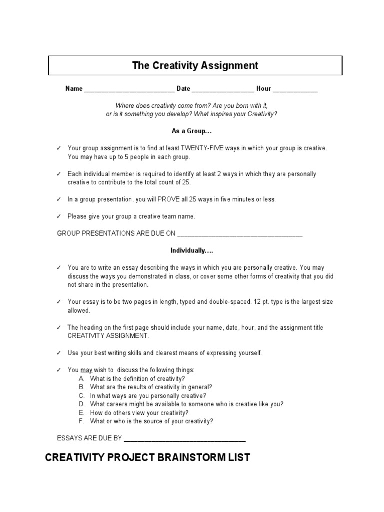 The Creativity Assignment | PDF | Creativity