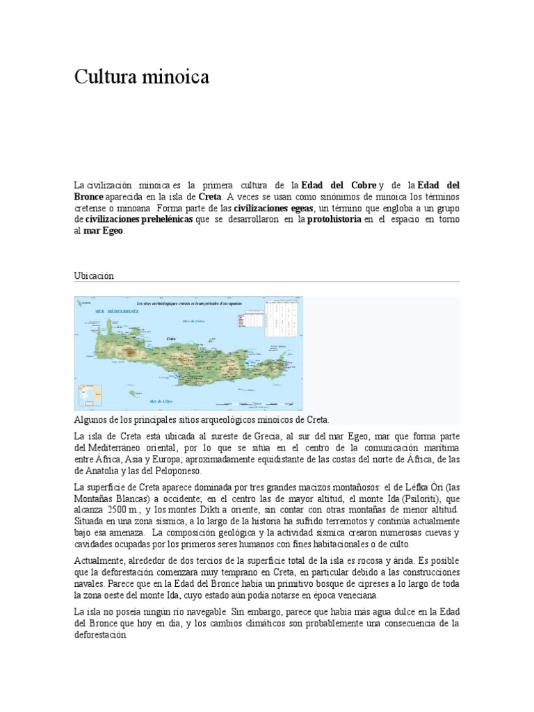 Cultura y Arte de la Civilización Minoica | PDF | Ciencias sociales ...