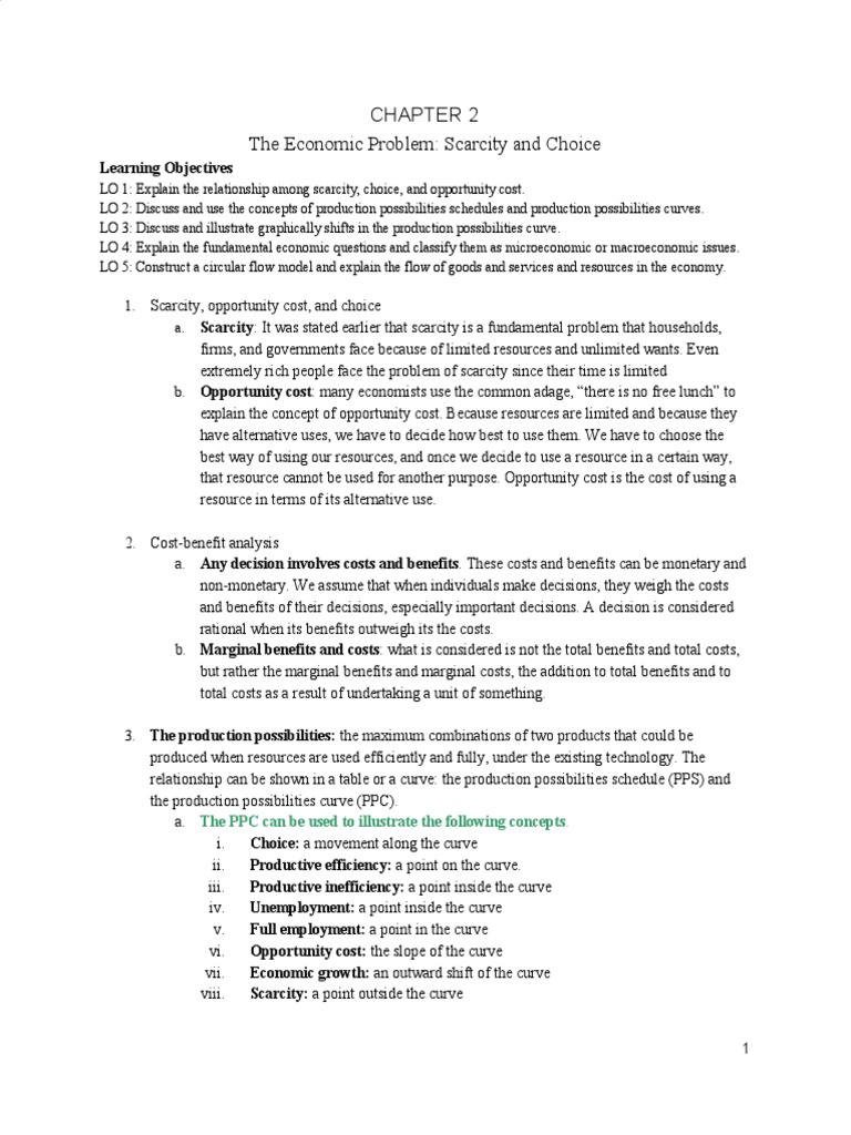 Chapter 2 The Economic Problem Scarcity and Choice | PDF | Economics ...