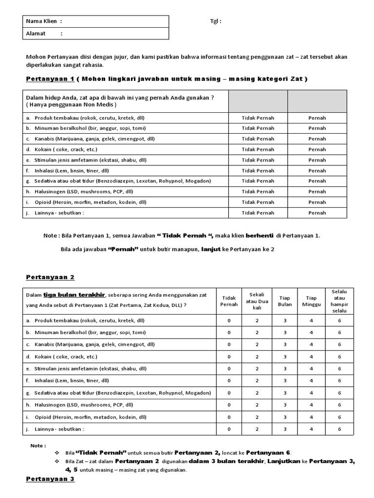 Form ASSIST Kedawung 1 | PDF