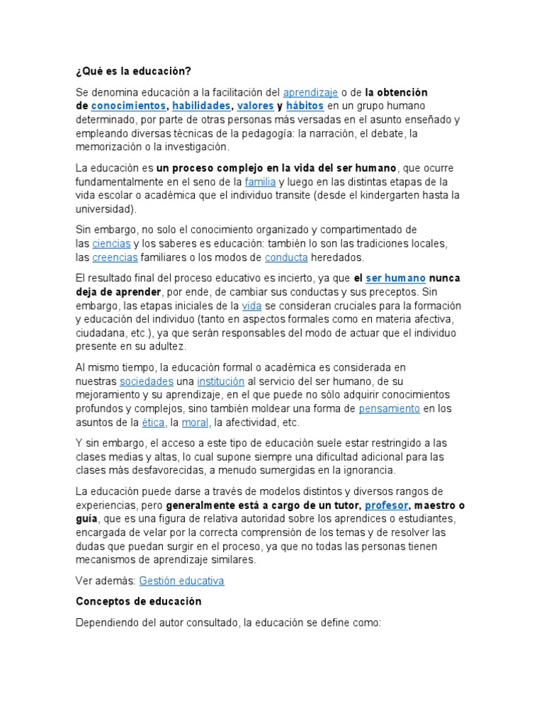 Definición y Tipos de Educación | PDF | Educación más alta | Titulo ...