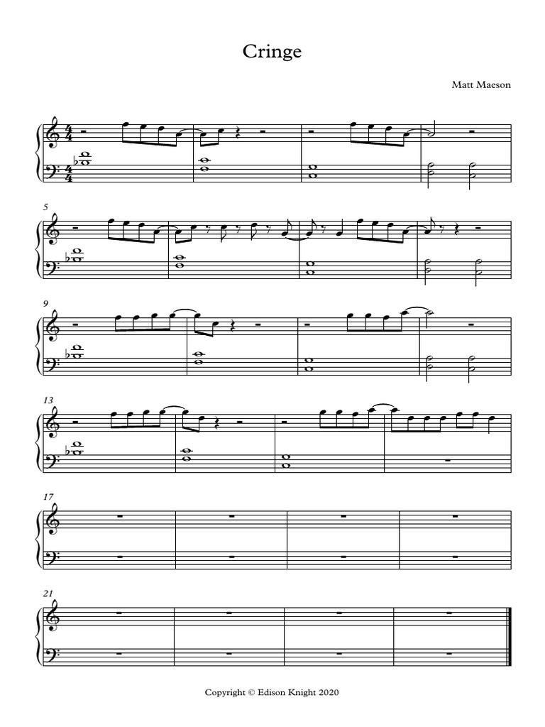 Cringe - Matt Maeson Piano | PDF